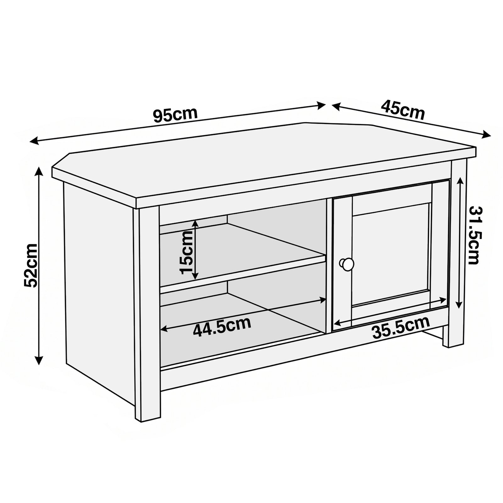 [Blue] Tavero corner TV unit dimensions: 95cm wide, 45cm deep, 52cm ...