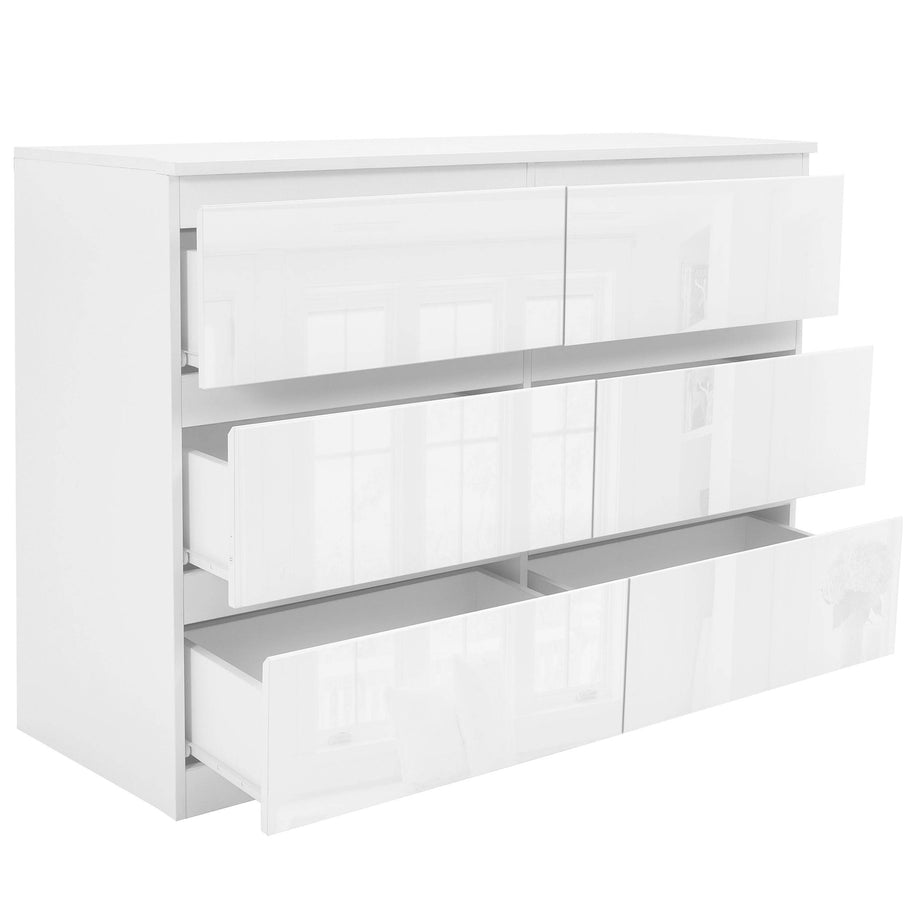 High Gloss Large Chest of Drawers | 6 Drawer Dressers